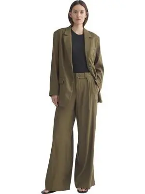 Everlane Wide-leg Belted Stretch Linen Trouser - Beech | Long
